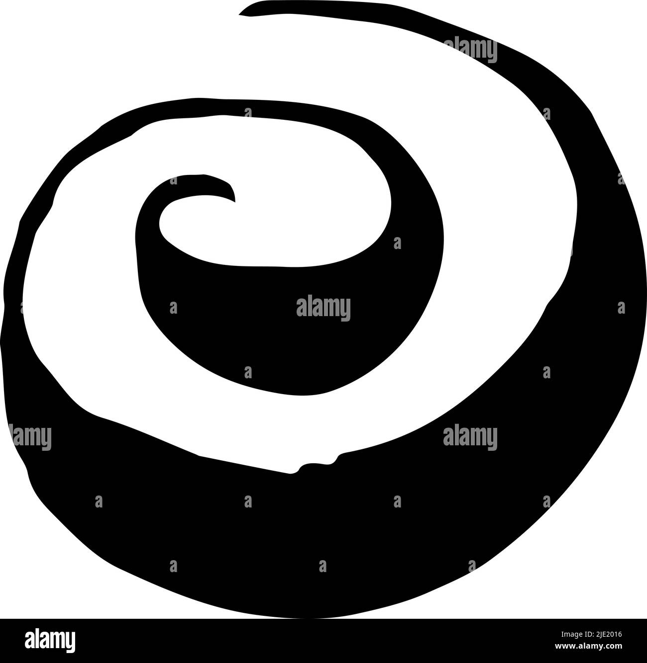 Round swirl symbol, hand painted with ink brush, isolated on white ...