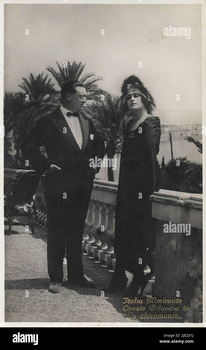 Portrait of Italia Almirante and Oreste Bilancia in La chiromante (1921 ...