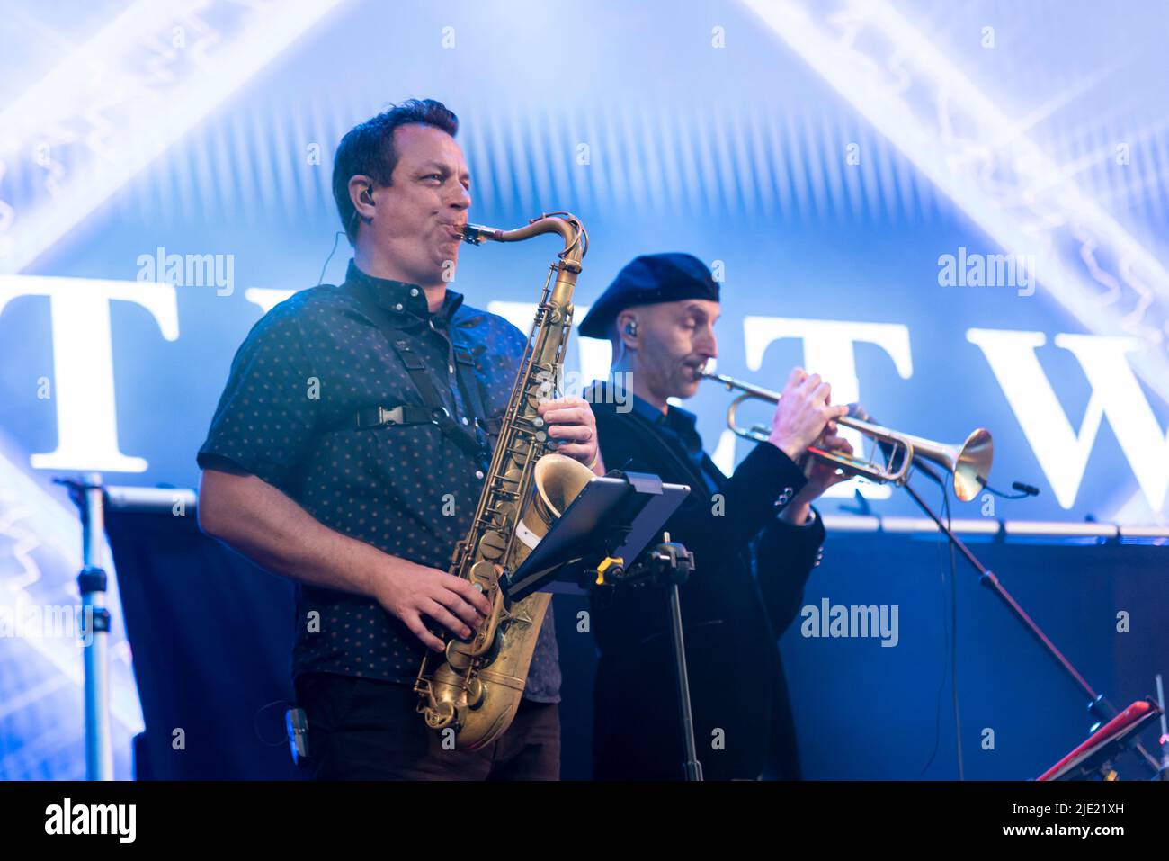 Brass section of of Wet Wet Wet band performing at the Fantasia pop ...