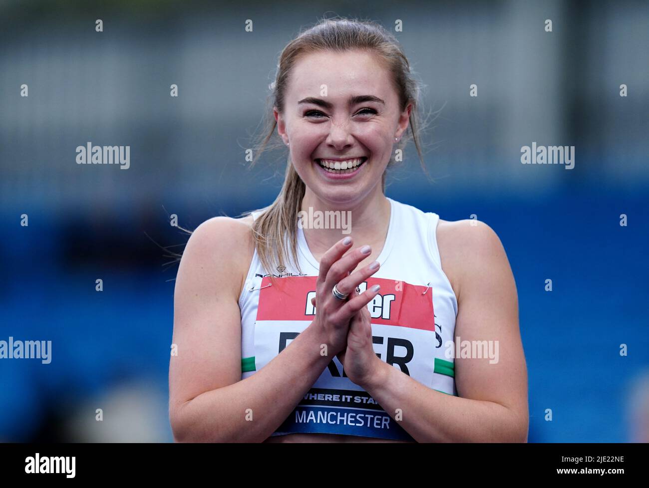 Hannah Brier after winning a heat in the Women's 100m during day one of ...