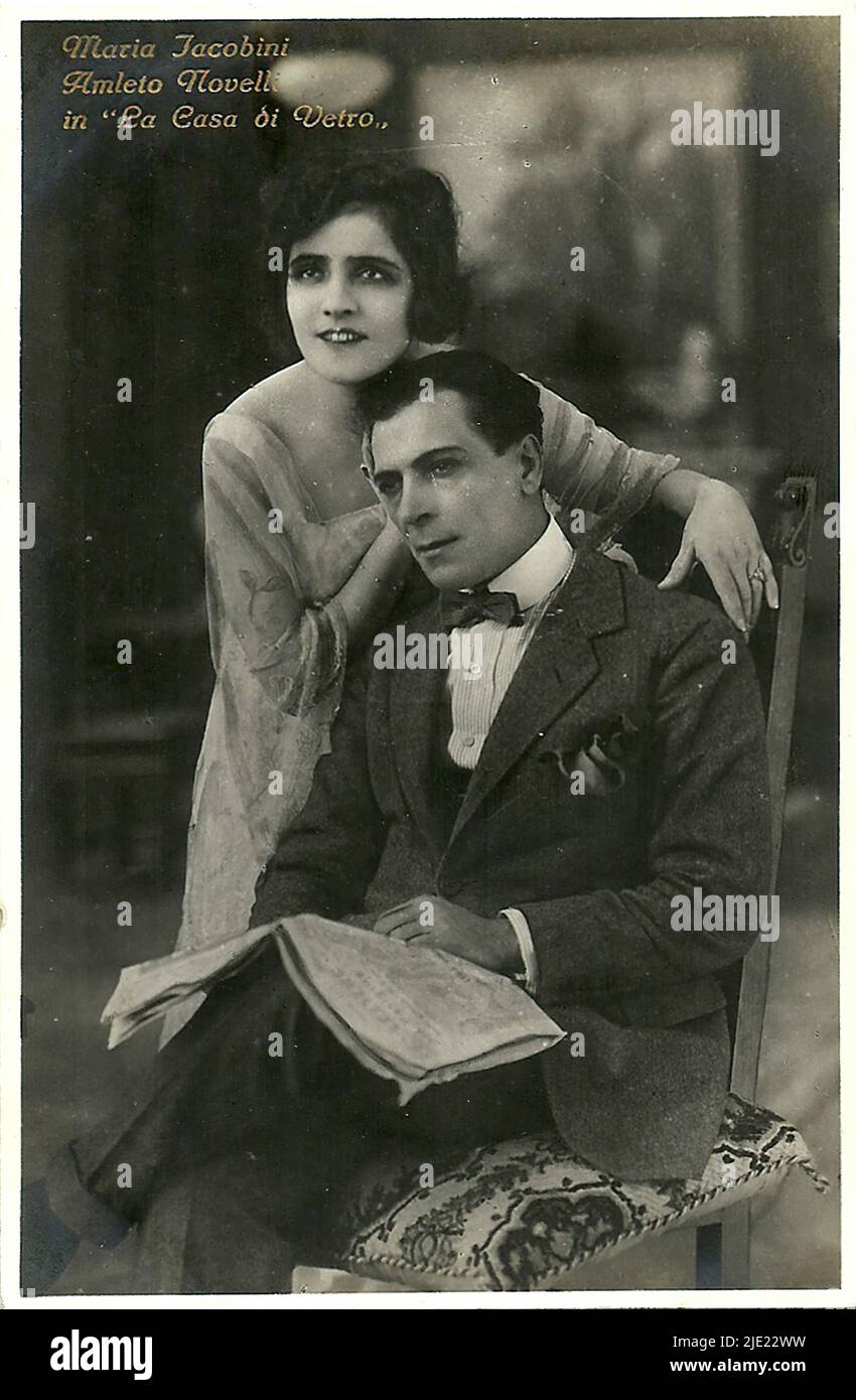 Portrait of Maria Jacobini and Amleto Novelli in La casa di vetro 002 ...