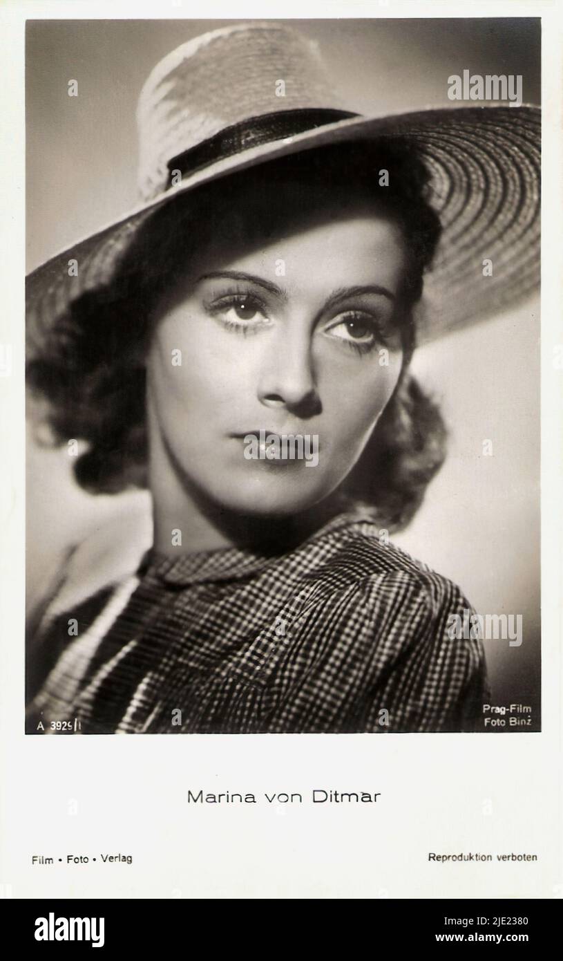 Portrait of Marina von Ditmar 001 - German Third Reich movie star Stock ...
