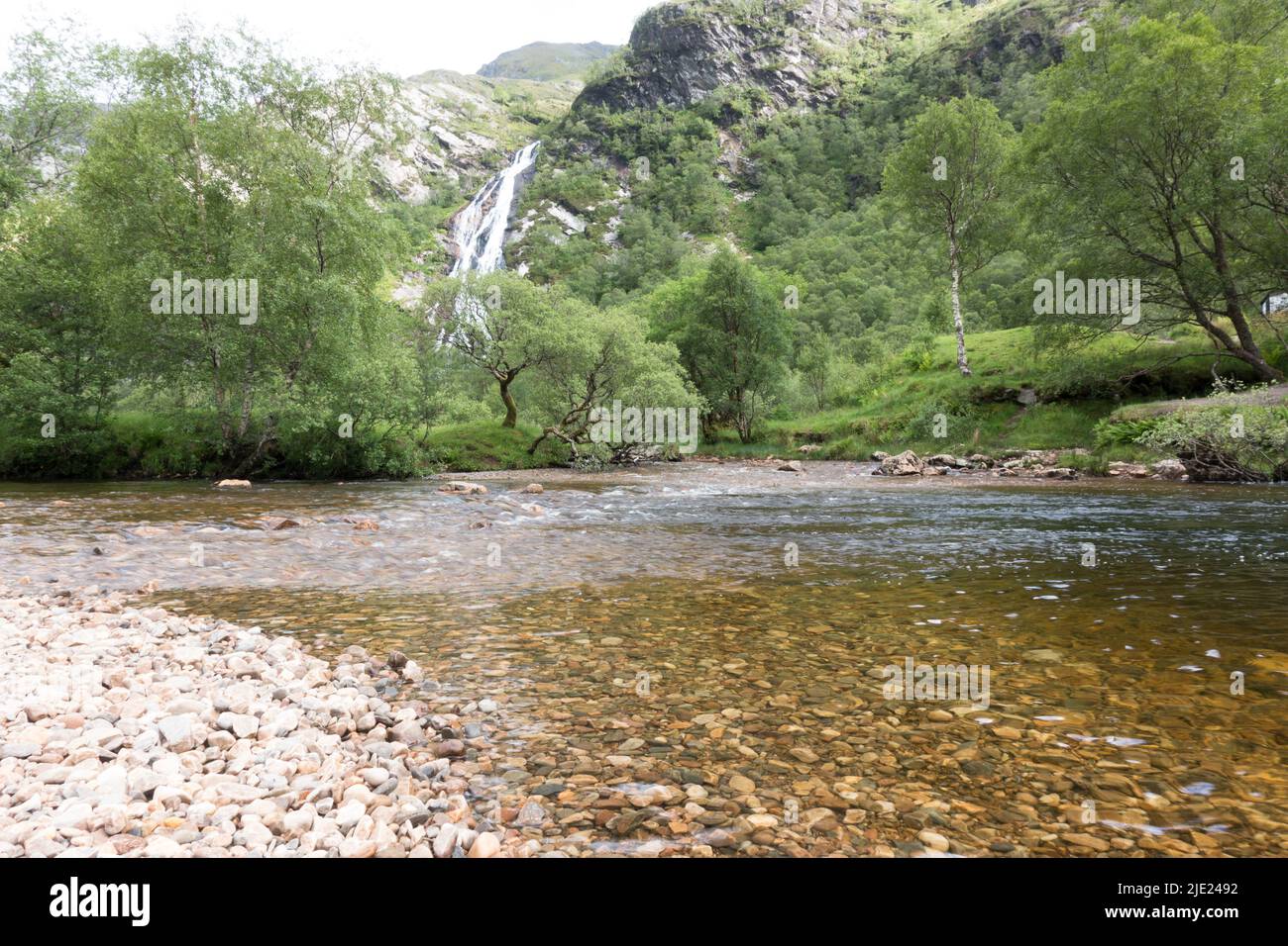 River nevis with Steall waterfalls in background Stock Photo - Alamy