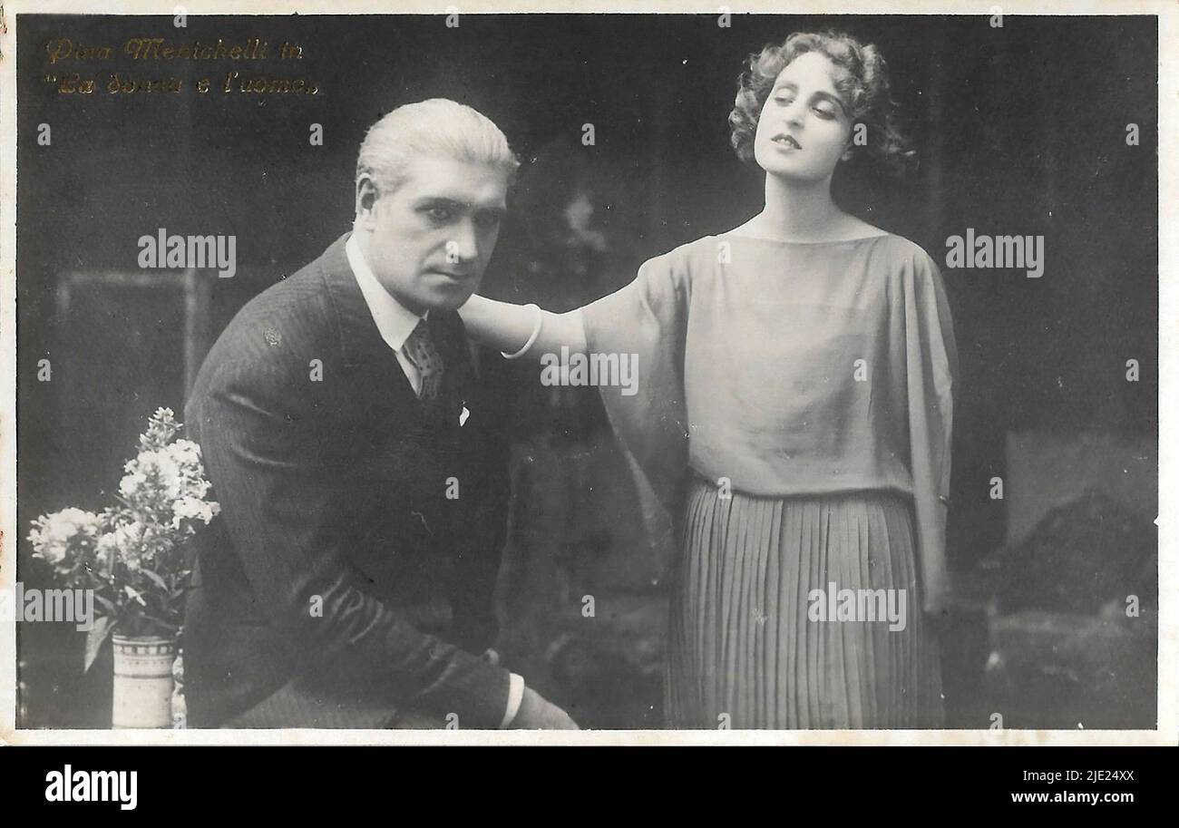 Portrait of Pina Menichelli and Alfredo Bertone in La donna e l'uomo ...