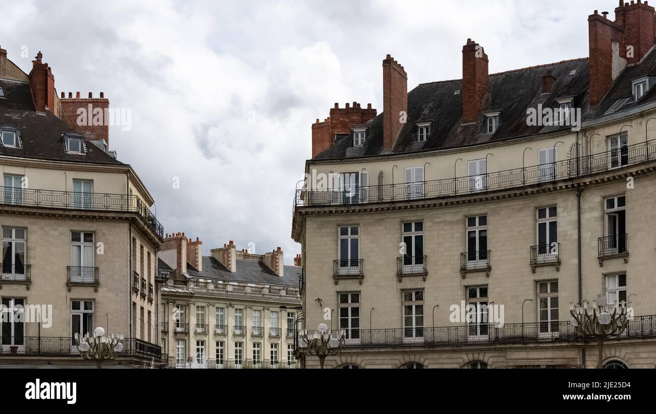 Nantes, beautiful city in France, ancient buildings place Graslin, in ...