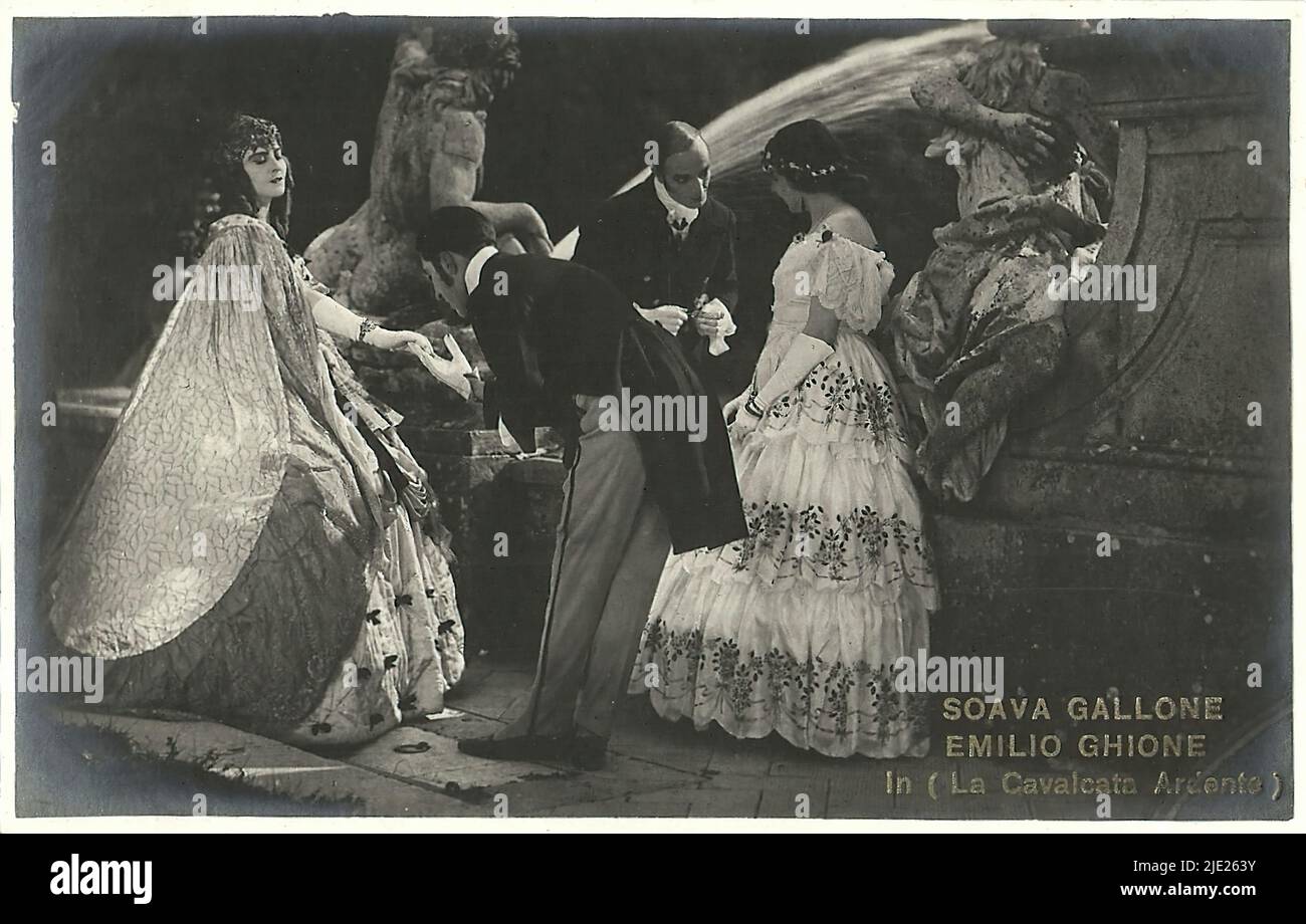 Portrait of Soava Gallone and Emilio Ghione in La cavalcata ardente 002 ...