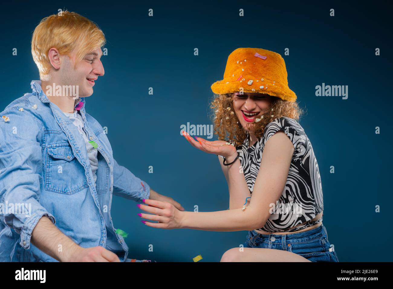 Two amazing and beautiufl friends are smiling and having fun Stock ...