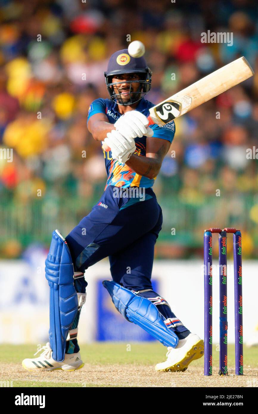 Colombo, Sri Lanka. 24th June 2022. Sri Lanka's Chamika Karunaratne ...