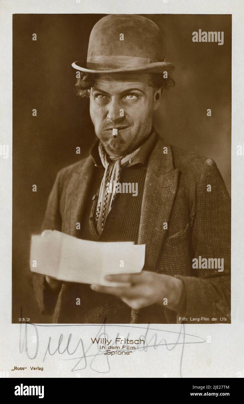 Portrait of Willy Fritsch in Spione (1928) - German weimar era cinema (1918 - 1935 Stock Photo ...