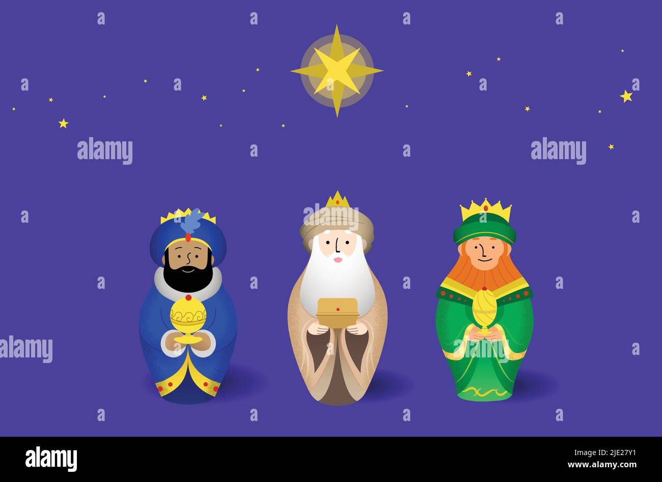 Epiphany celebration flat vector illustration. The Three Kings, Magi ...