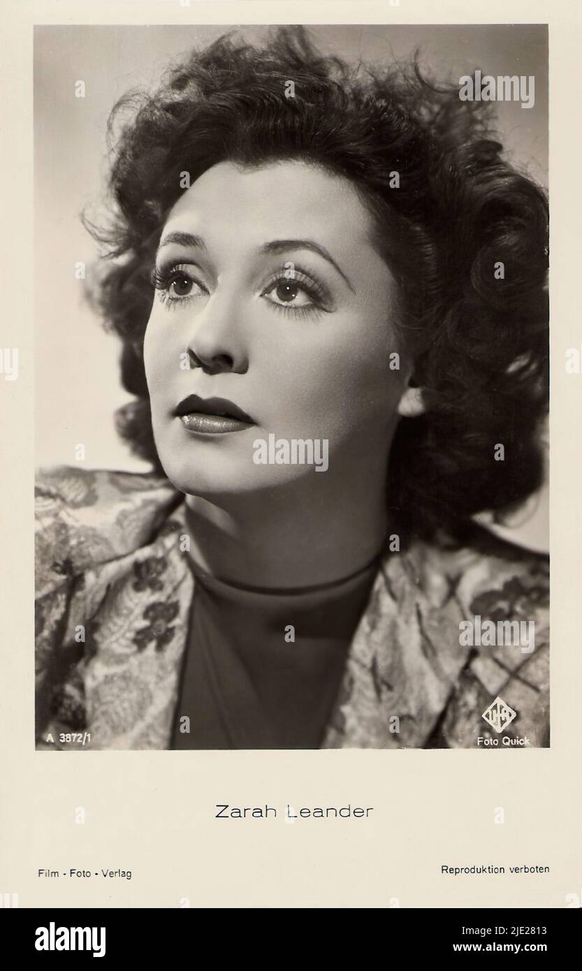 Portrait of Zarah Leander 001 - German Third Reich movie star Stock ...