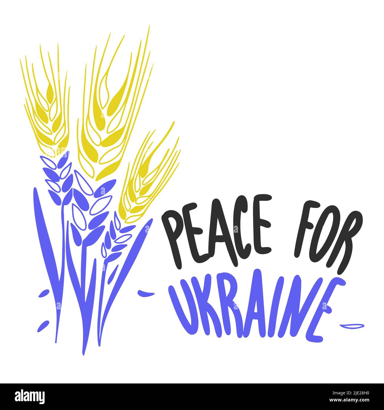Peace for Ukraine, patriotic symbols, three spikelets in the colors of ...