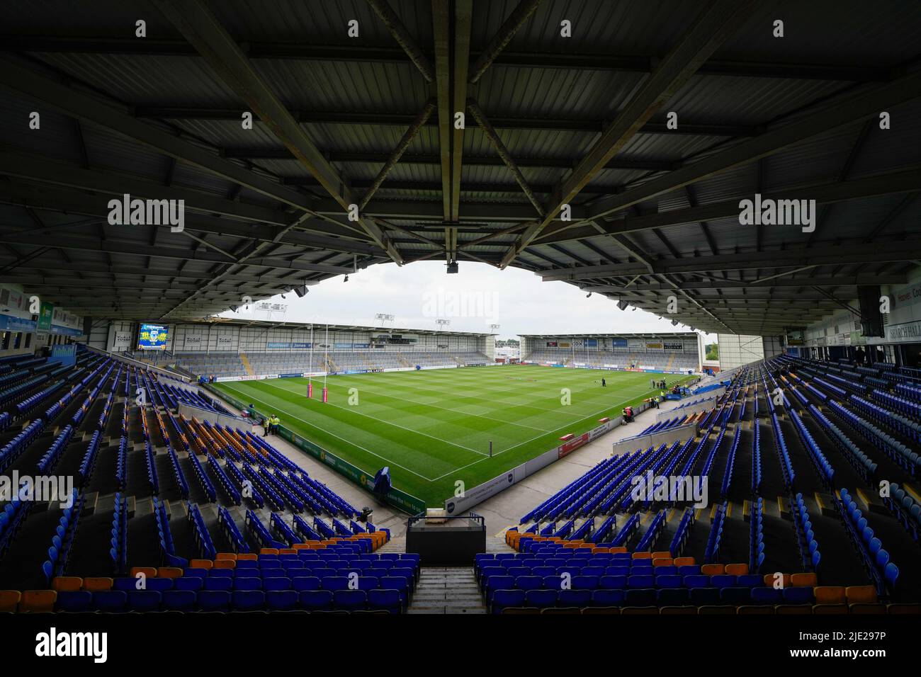 General view of the Halliwell Jones Stadium before the match Stock ...