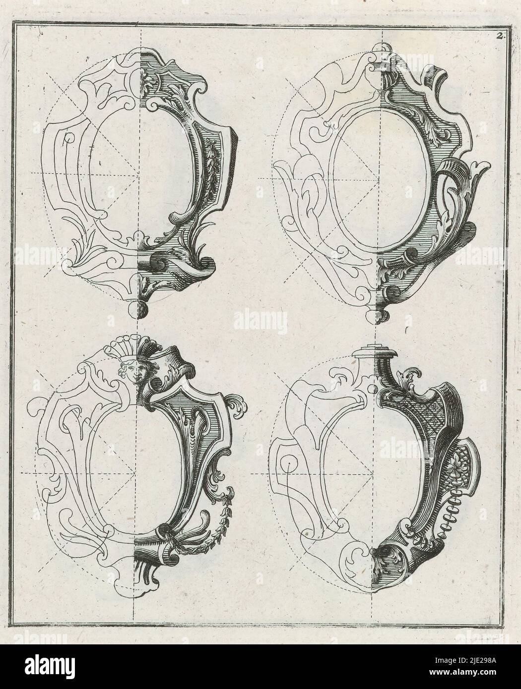 Four rocaille shields, II Anleitung zu Groteschen Schild und andern ...