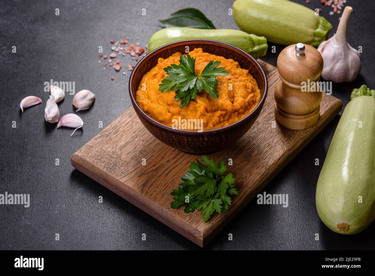 Vegetable paste, caviar from chopped vegetables. Studio Photo Stock ...