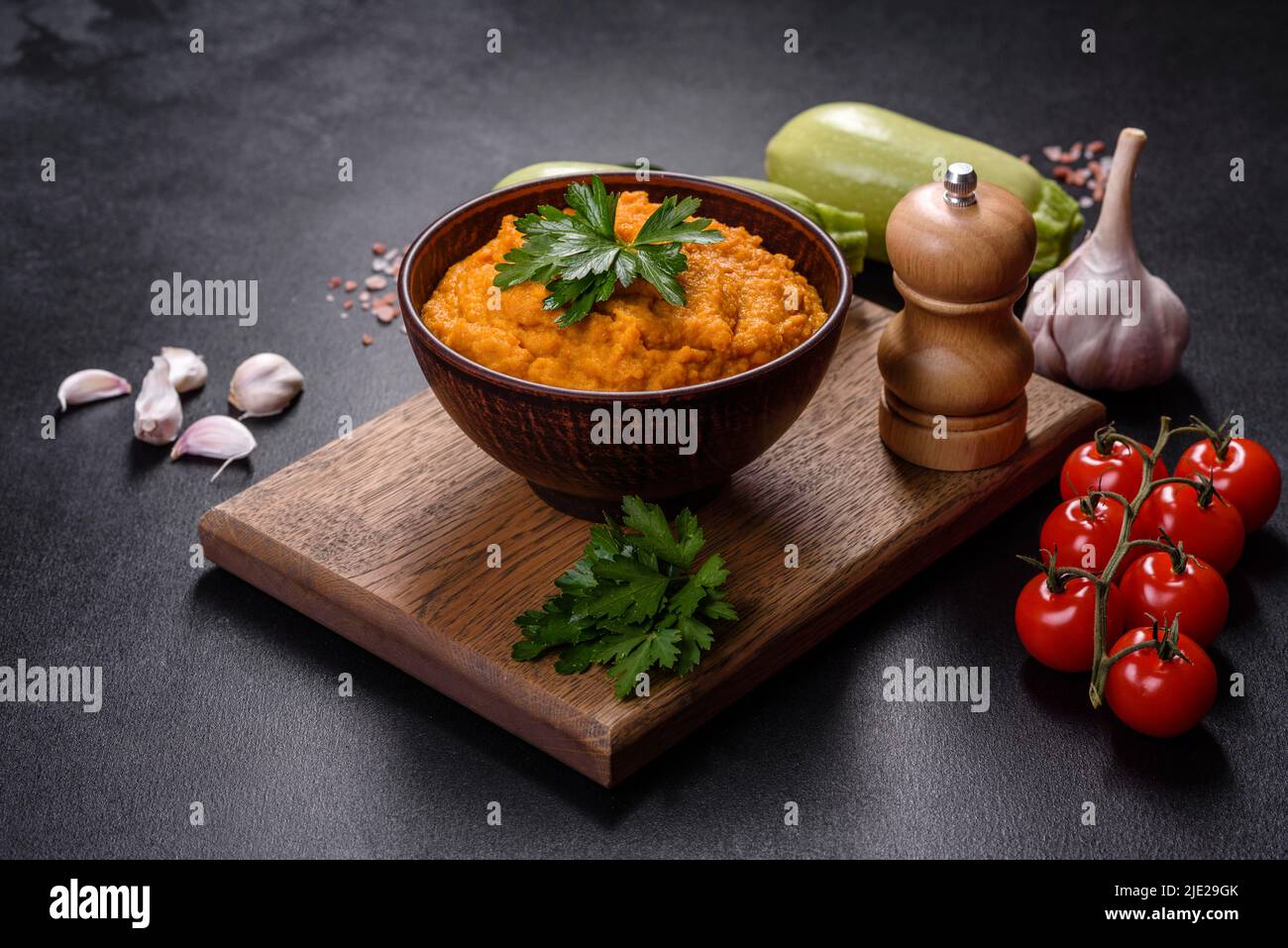 Vegetable paste, caviar from chopped vegetables. Studio Photo Stock ...