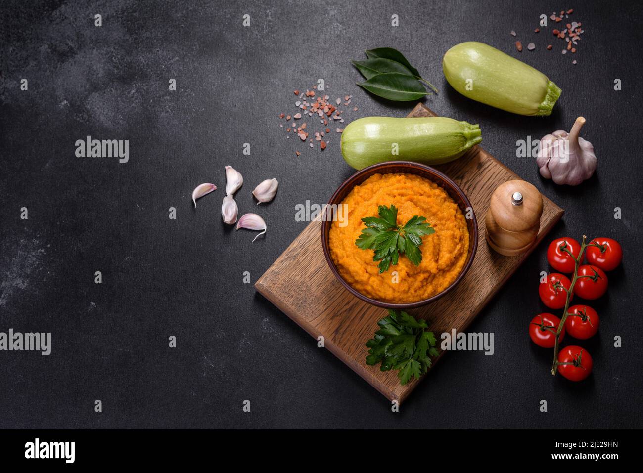 Vegetable paste, caviar from chopped vegetables. Studio Photo Stock ...