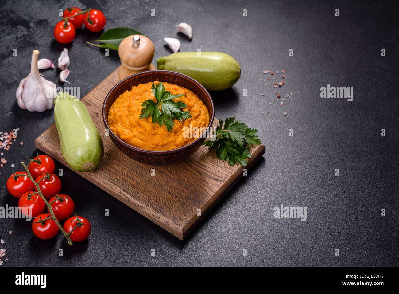 Vegetable paste, caviar from chopped vegetables. Studio Photo Stock ...