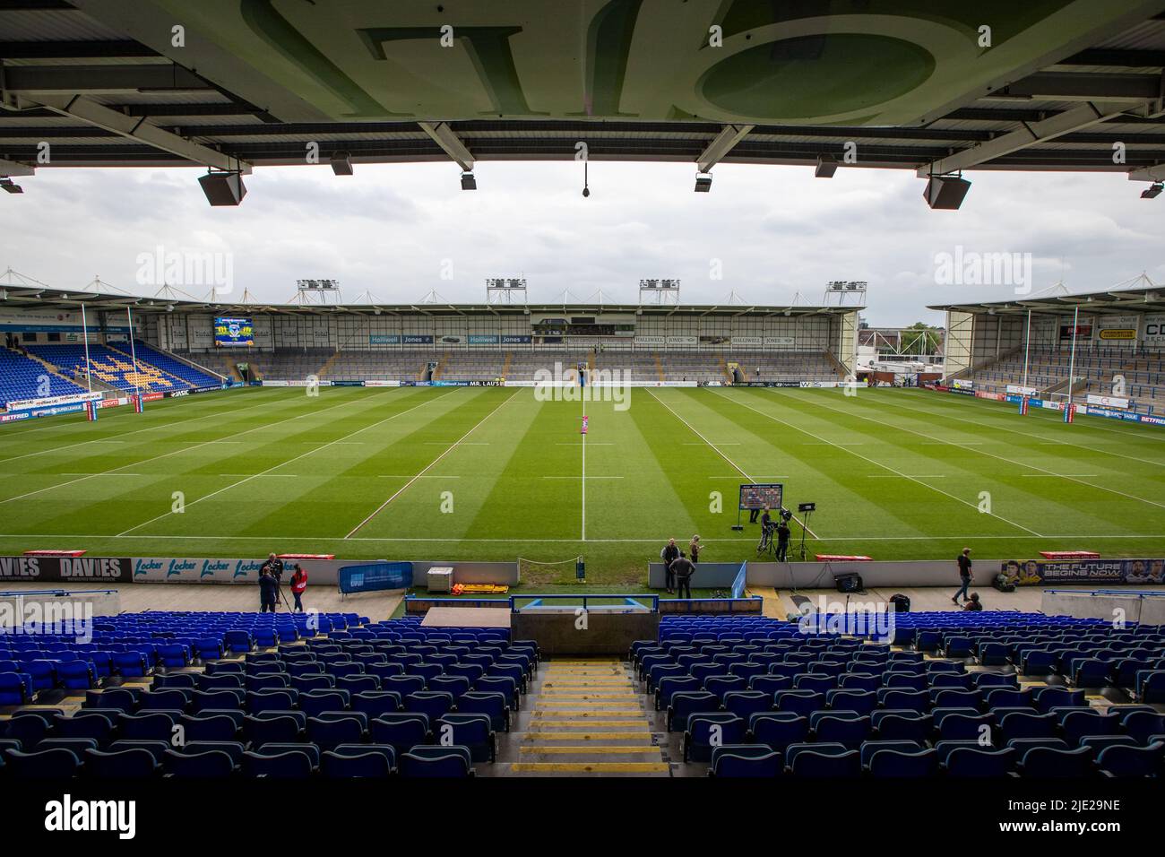 General view inside The Halliwell Jones Stadium ahead of tonight's game ...