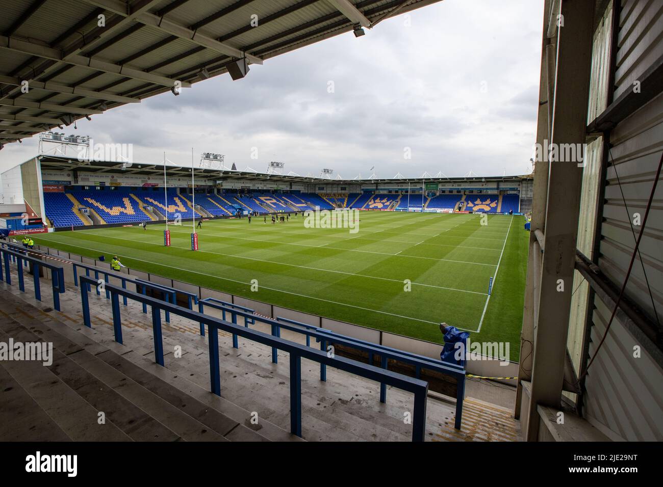 General view inside The Halliwell Jones Stadium ahead of tonight's game ...