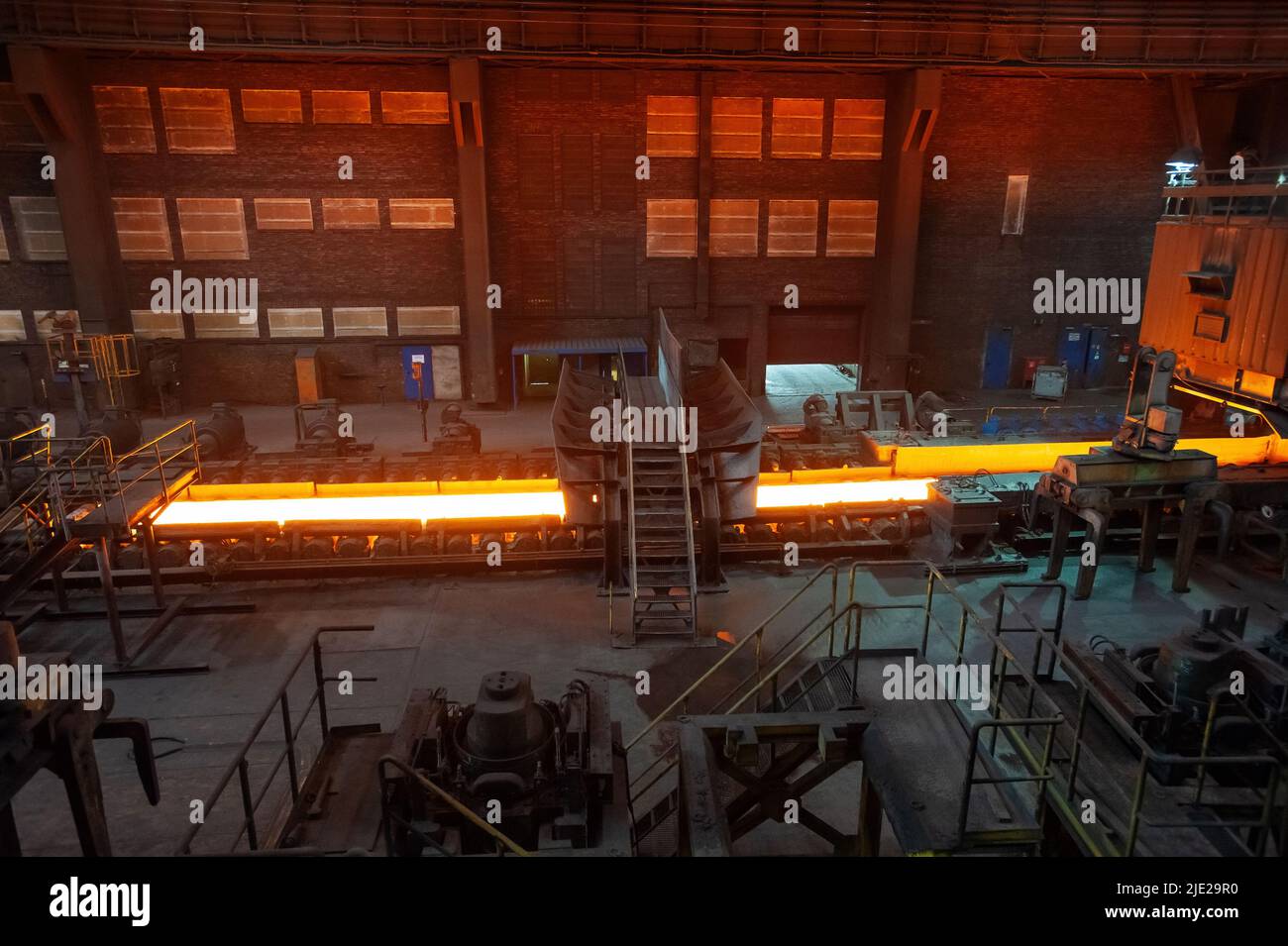 Metallurgical factory in Germany, hot rolled metal conveyor, sheet ...