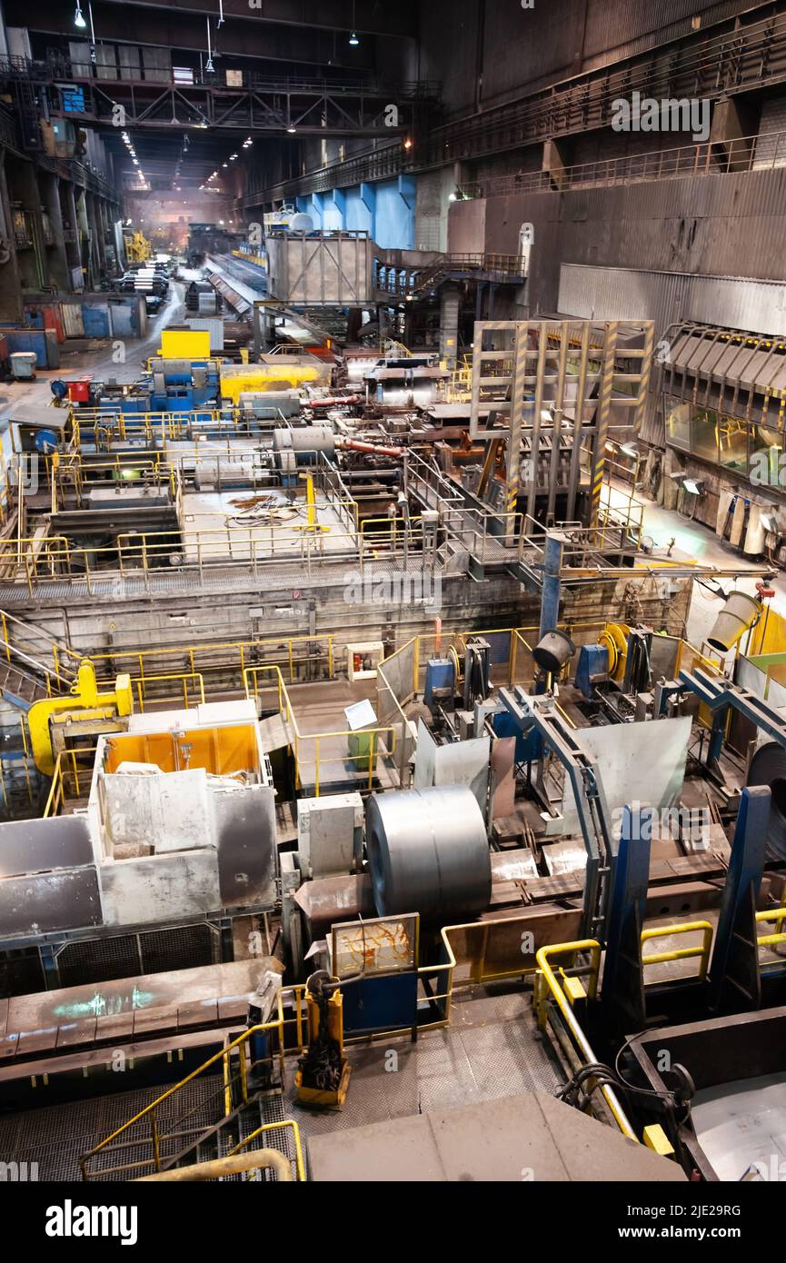 Metallurgical factory in Germany, hot rolled metal conveyor, sheet ...
