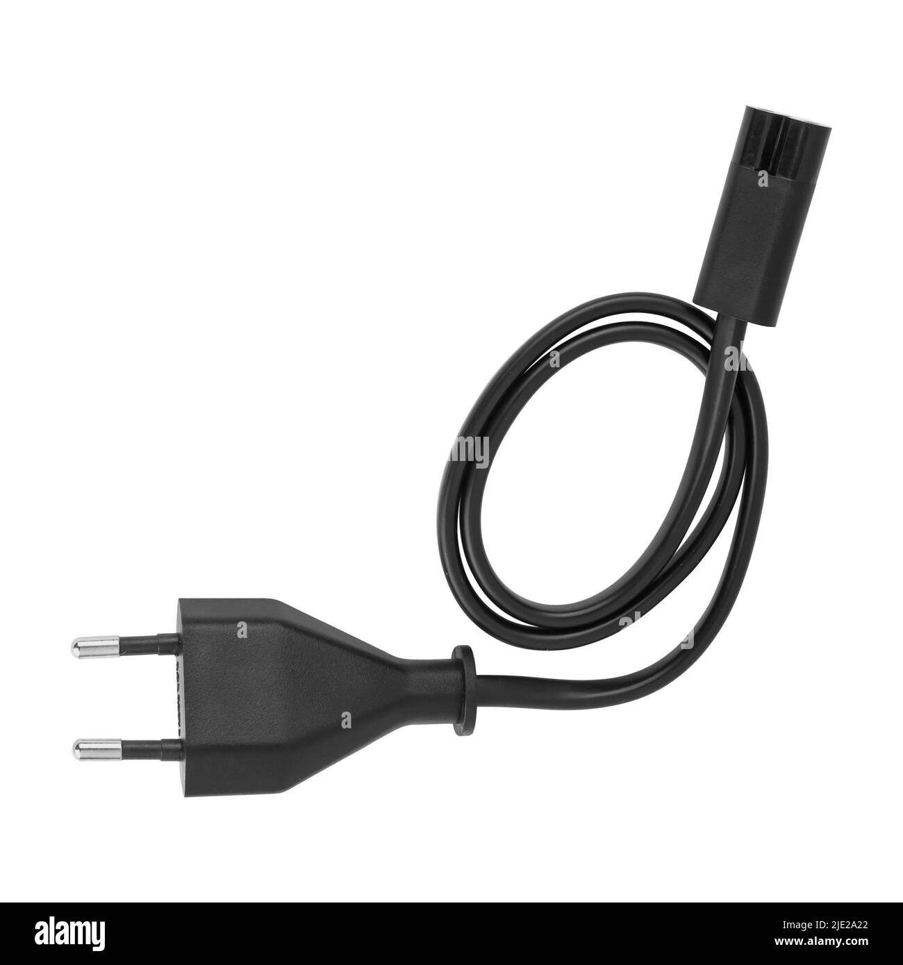 power cord with plug and two-pin power connector on a white background ...