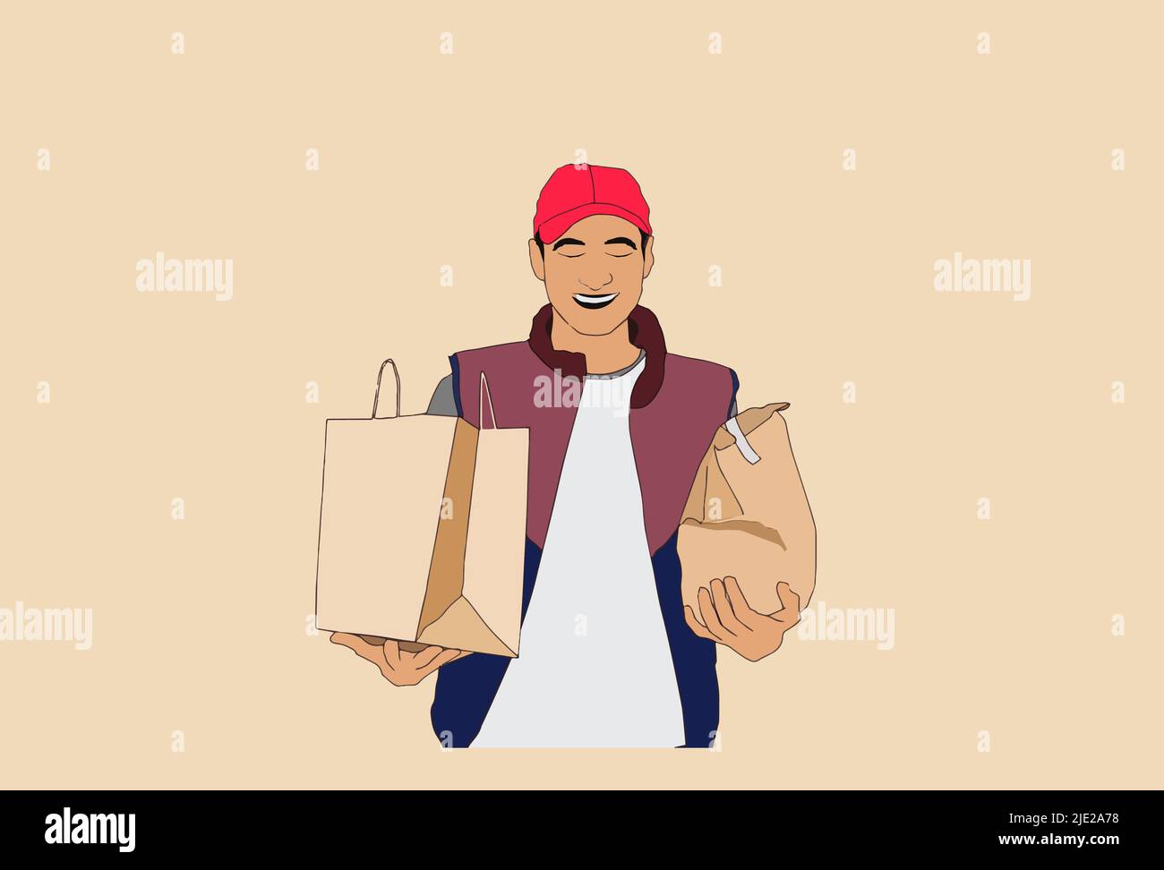 Food delivery female worker Stock Vector Images - Alamy