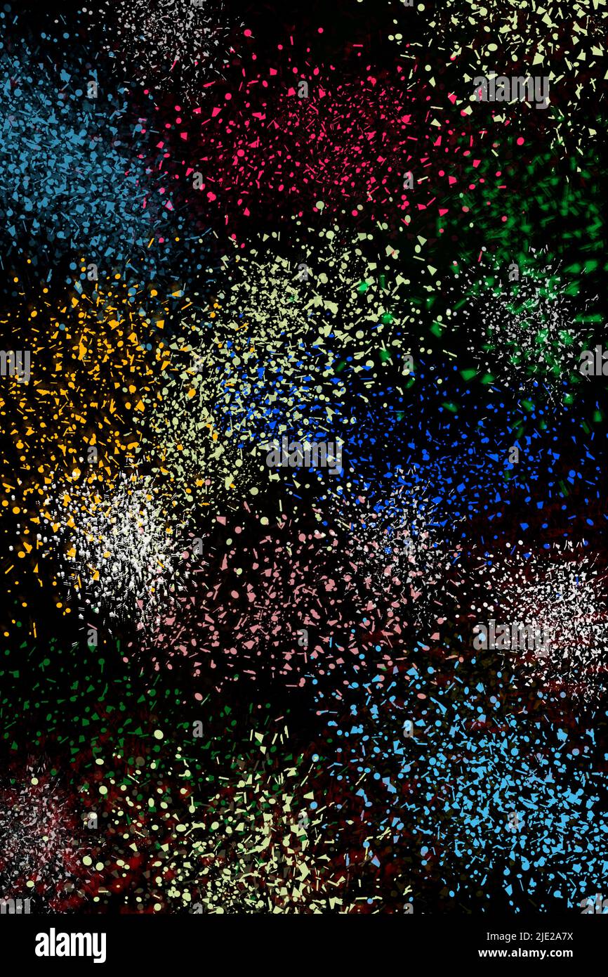 scattering of vivid colors in red, blue, green, purple and pinked and ...