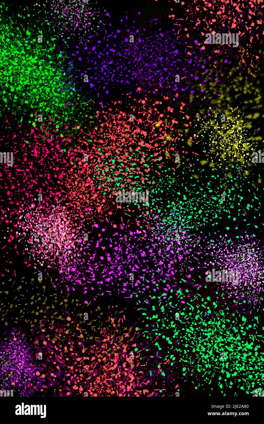 scattering of vivid colors in red, blue, green, purple and pink on a ...