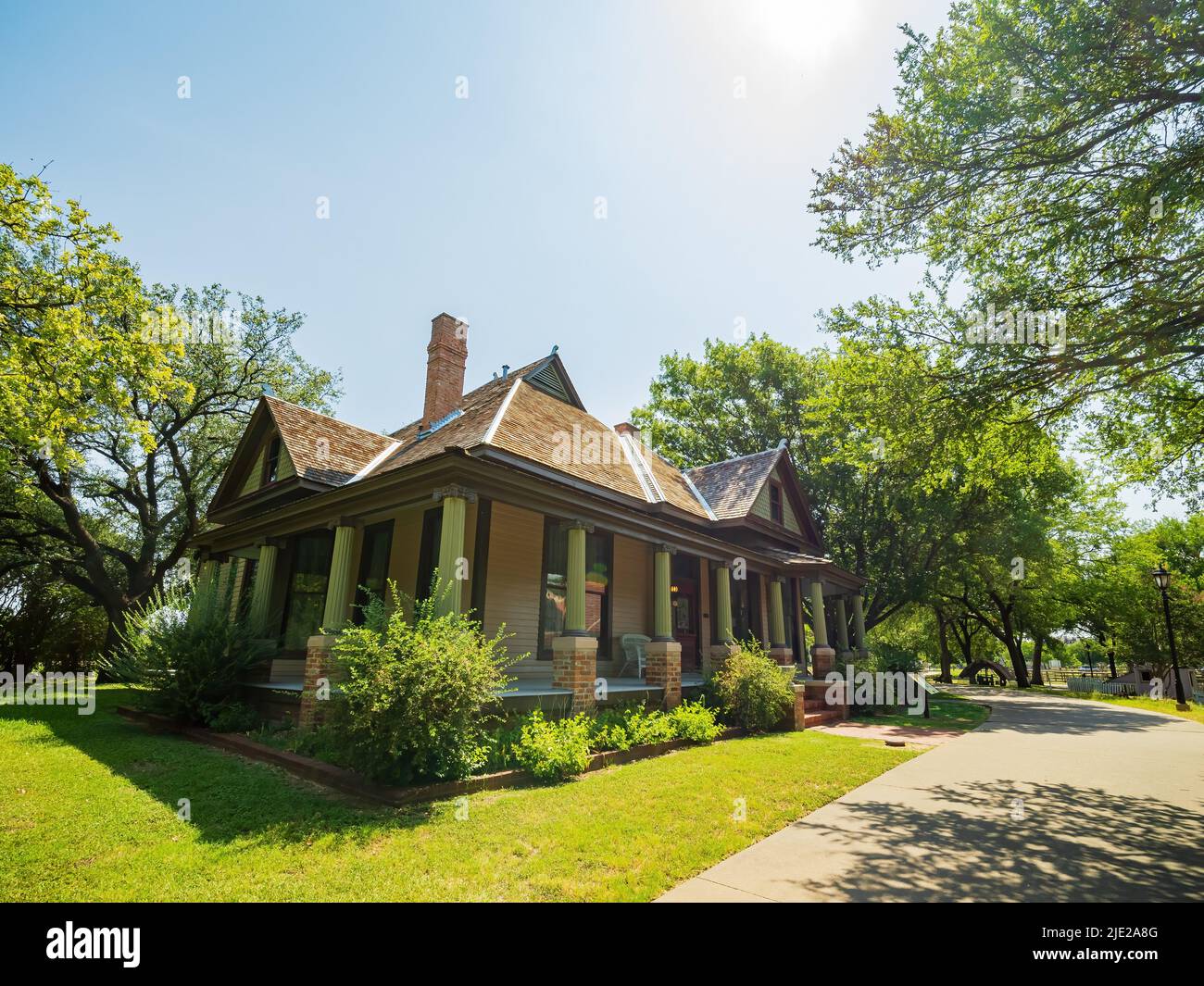 Sunny view of historical Sullivan House building in Old City Park at ...