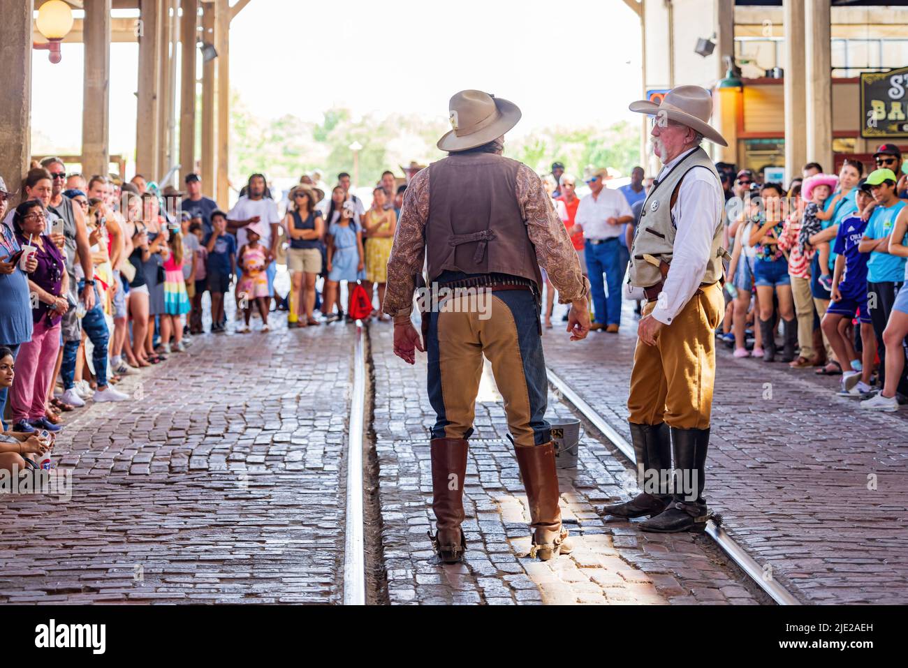 Texas, JUN 18 2022 - Afternoon view of the cowboy show in Fort Worth ...