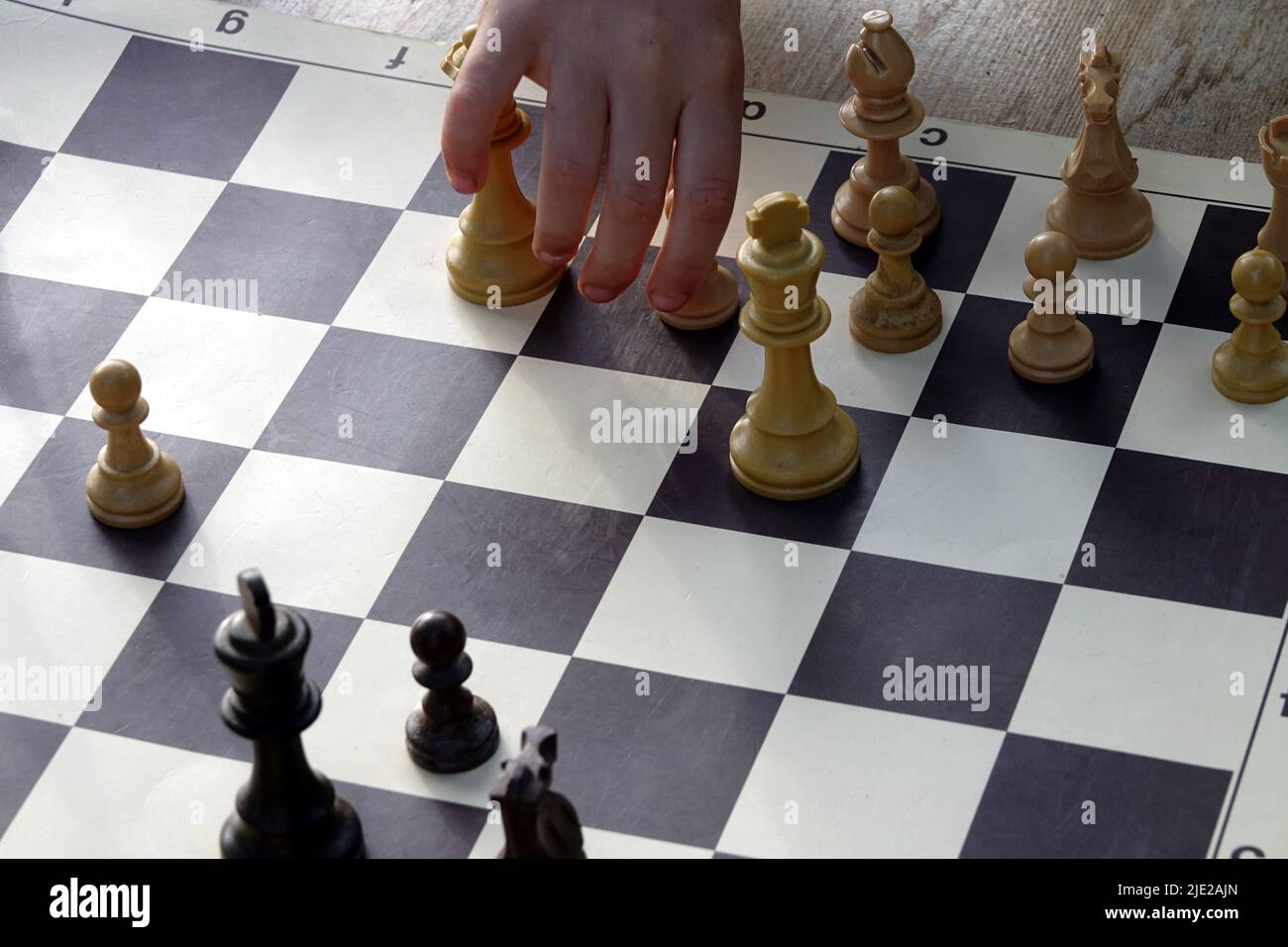 Detail of a chess game on a professional tournament chess board Stock ...