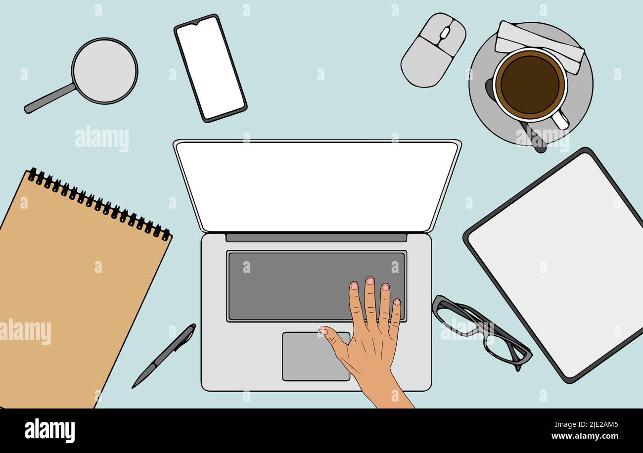 Computer laptop with blank empty screen for copy space text on working ...