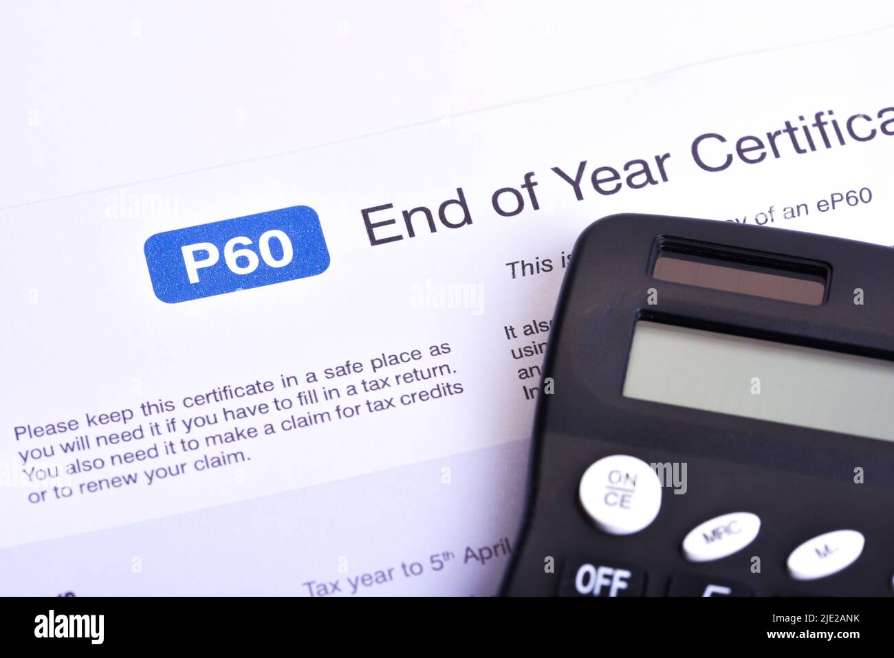 English Tax form P60 End of year certificate by HM revenue and customs ...