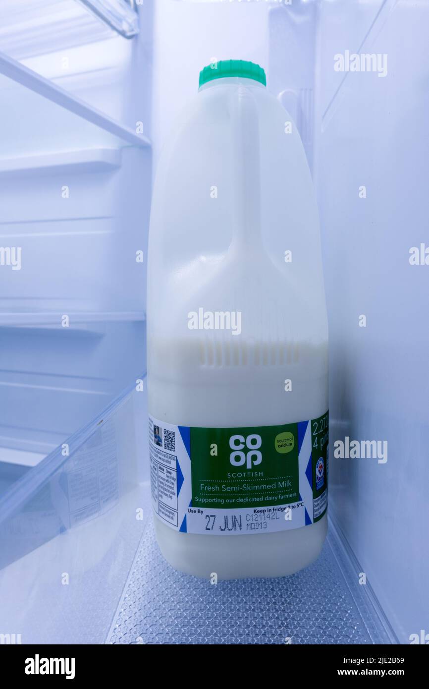 Co-Op milk in home refrigerator Stock Photo - Alamy
