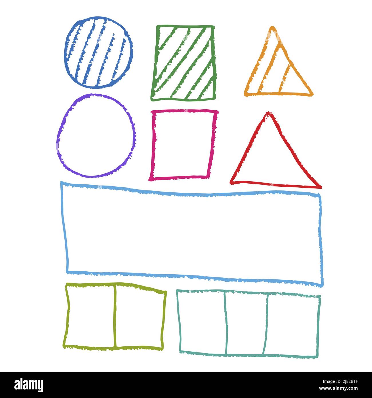 Signs and symbols, triangle, circle, square, rectangle, drawn in pencil ...