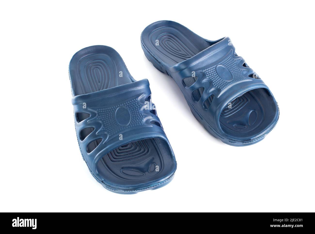 new blue rubber slippers isolated on white background Stock Photo - Alamy