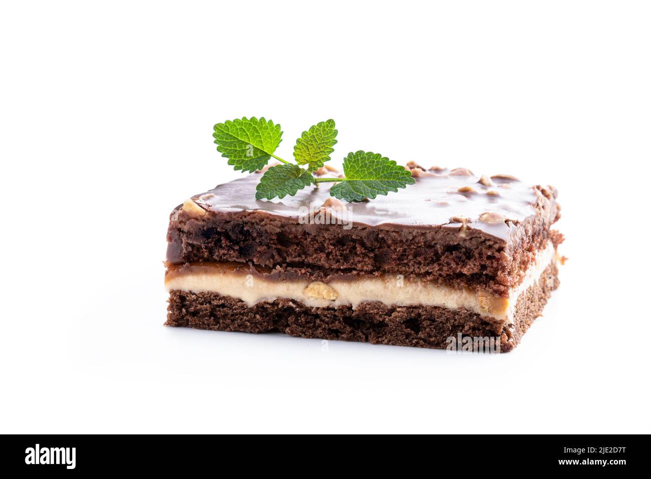 Chocolate cake slices isolated on white Stock Photo - Alamy