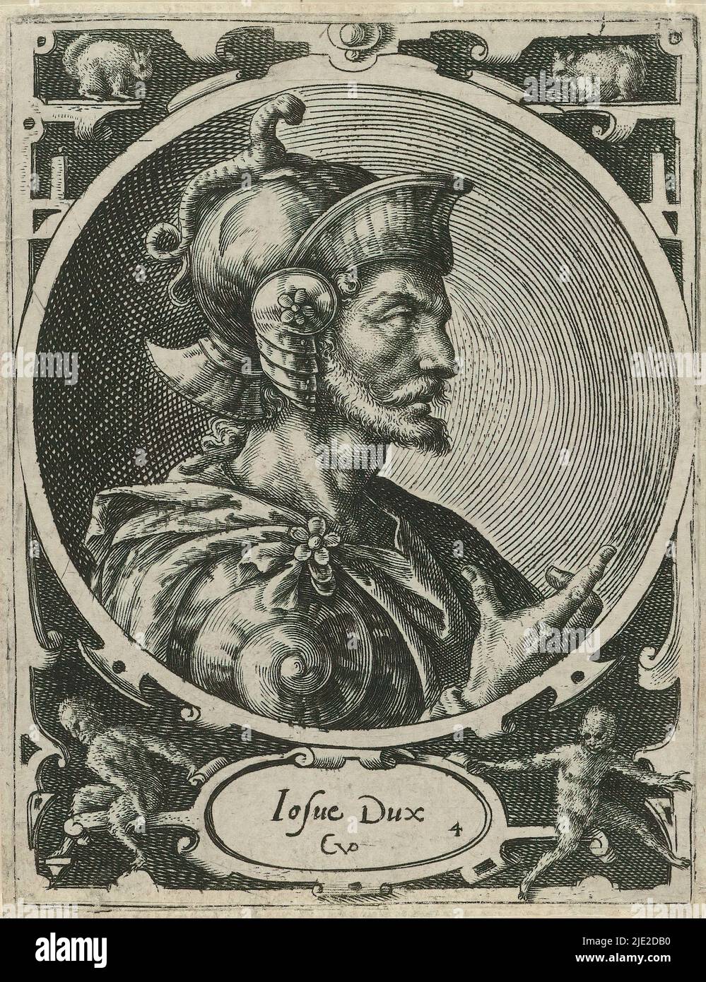 Medallion with Joshua, Medallions with the heads of the nine heroes in ...