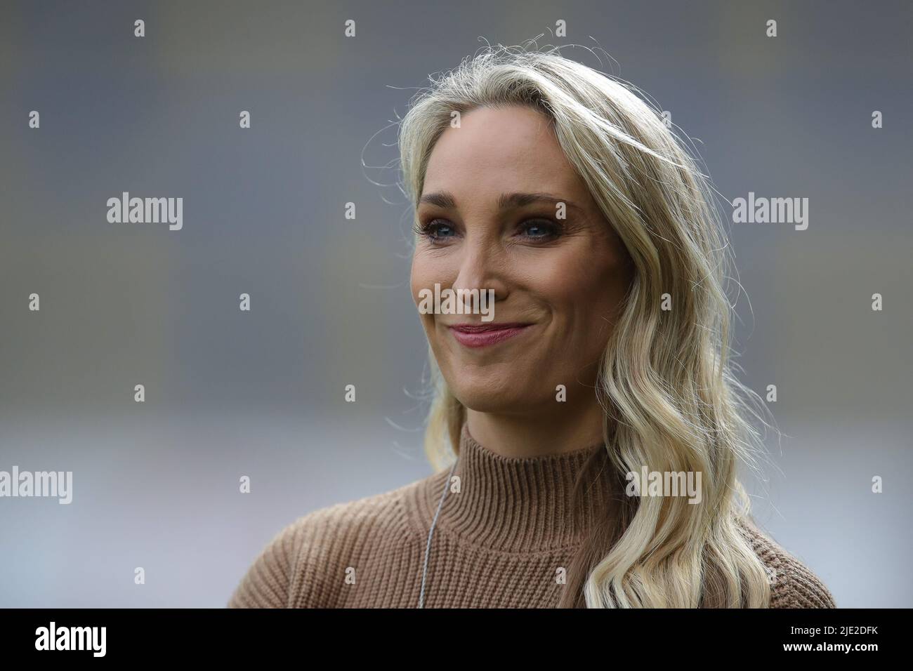 Rugby League reporter Jenna Brooks covering this evening’s game Stock ...