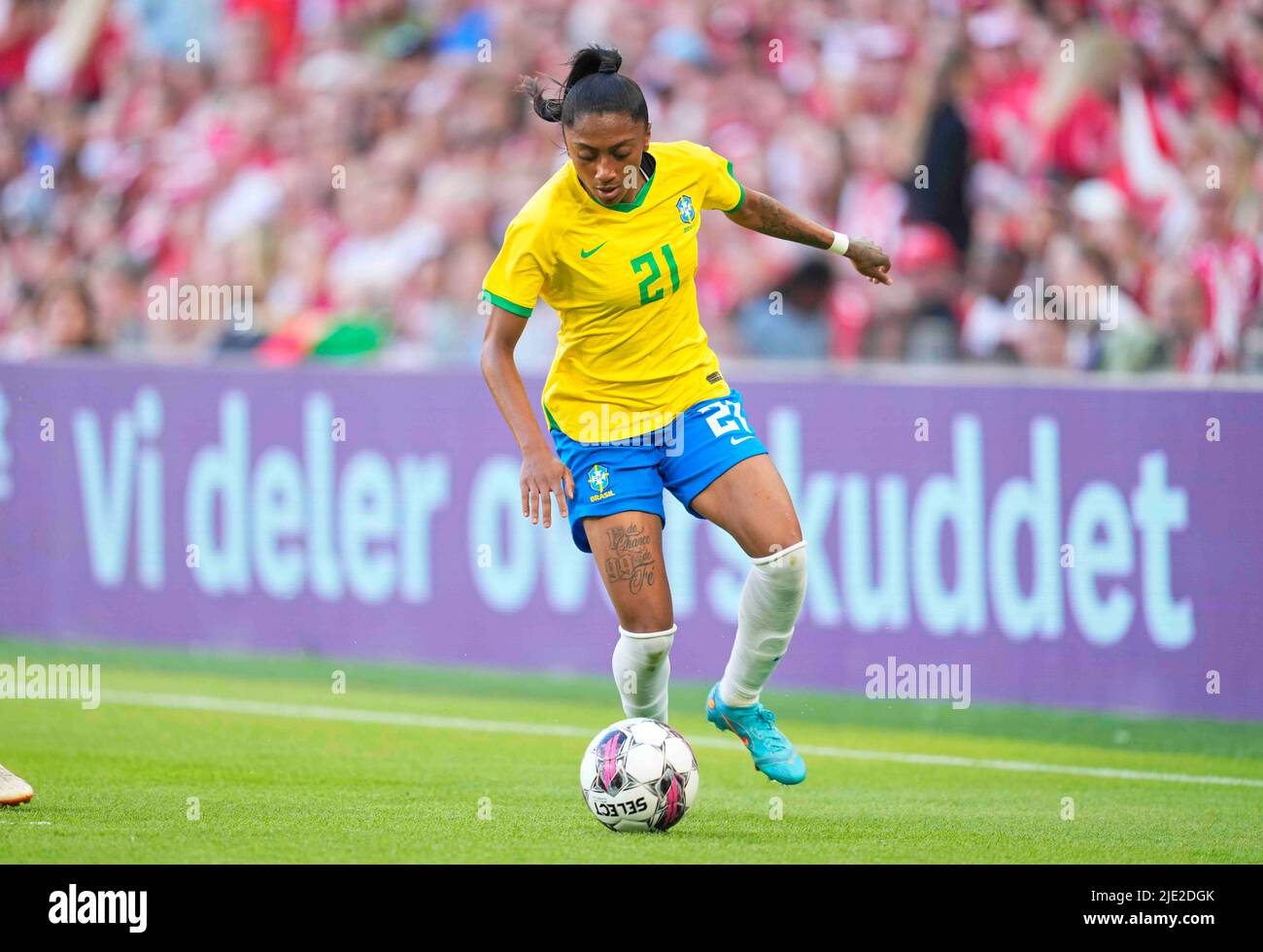 Parken Stadium, Copenhagen, Denmark. 24th June, 2022. Kerolin of Brazil ...