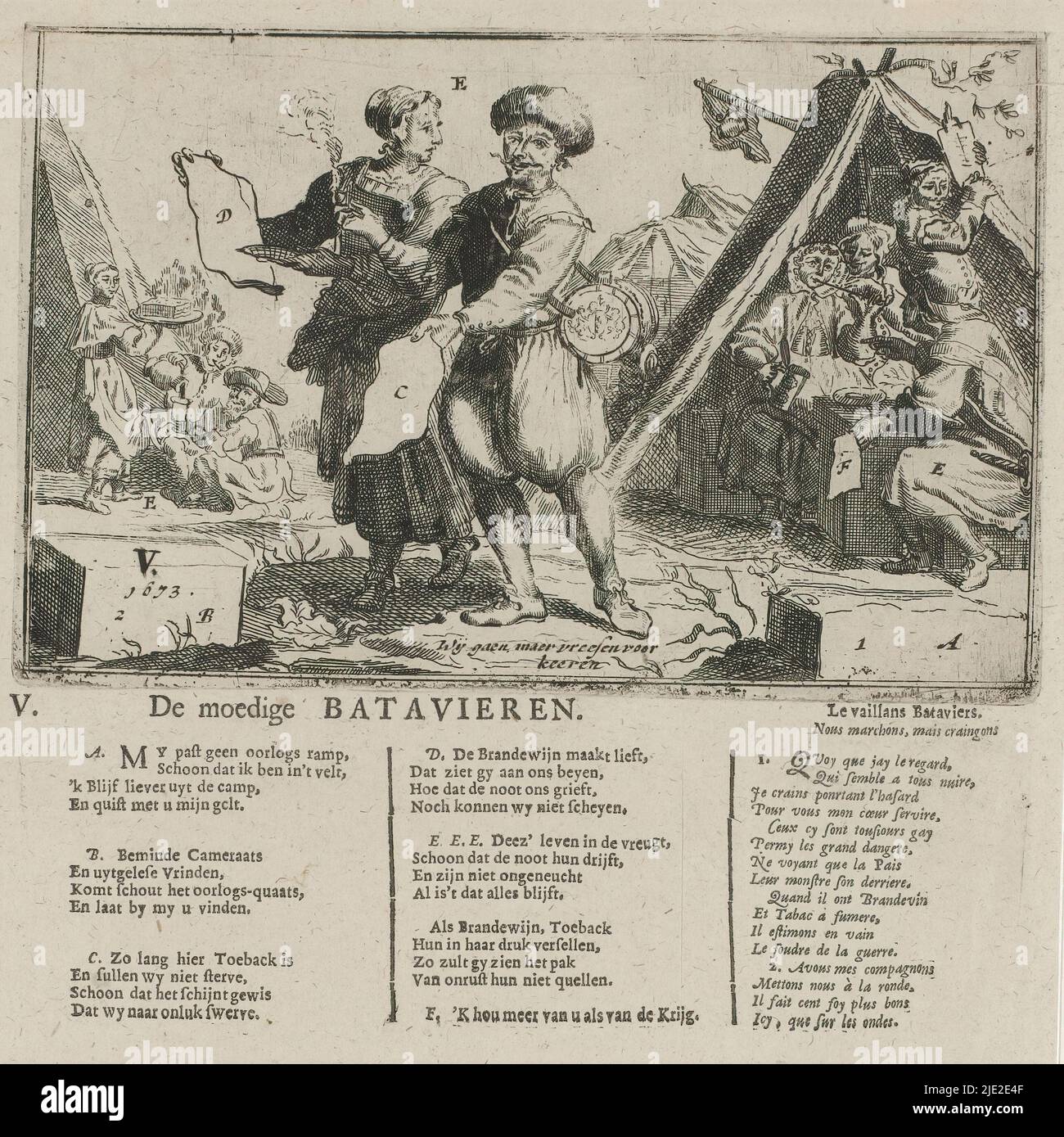 The brave Batavians (title on object), Satire on the Dutchman who would ...