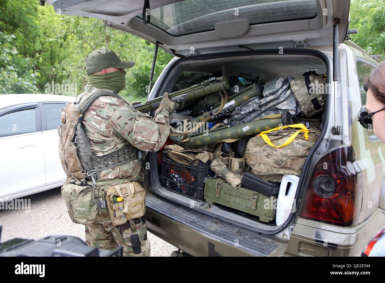 KYIV REGION, UKRAINE - JUNE 24, 2022 - A Borvary Territorial Defence ...