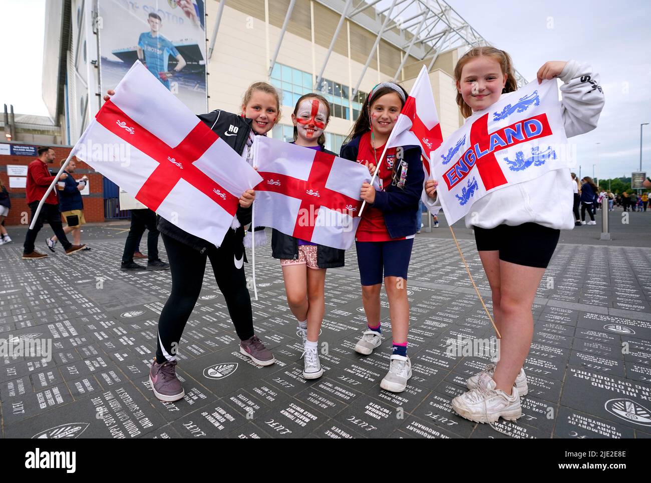 Young England fans outside of the stadium ahead of the Women's ...