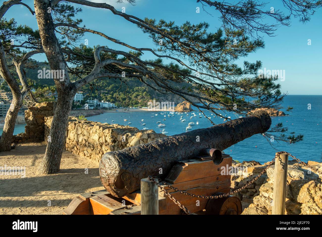 RUSTED OLD CANNON CASTLE BATTLEMENTS TURRET OLD TOWN CAP DE TOSSA TOSSA ...