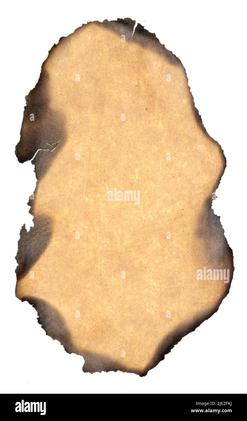 Burned paper isolated on white background Stock Photo - Alamy
