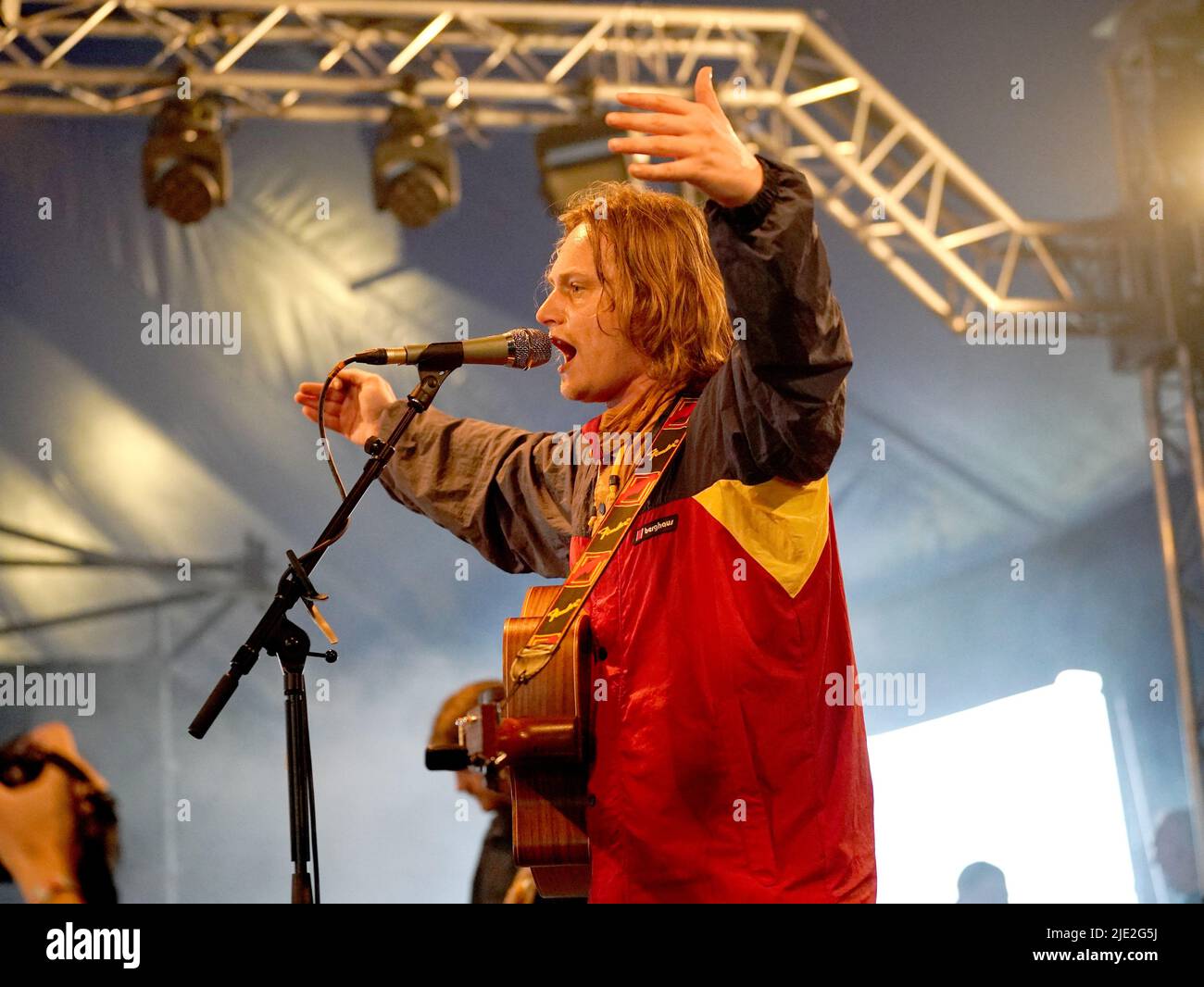 Jamie Webster performing on the Left Field stage during the Glastonbury ...