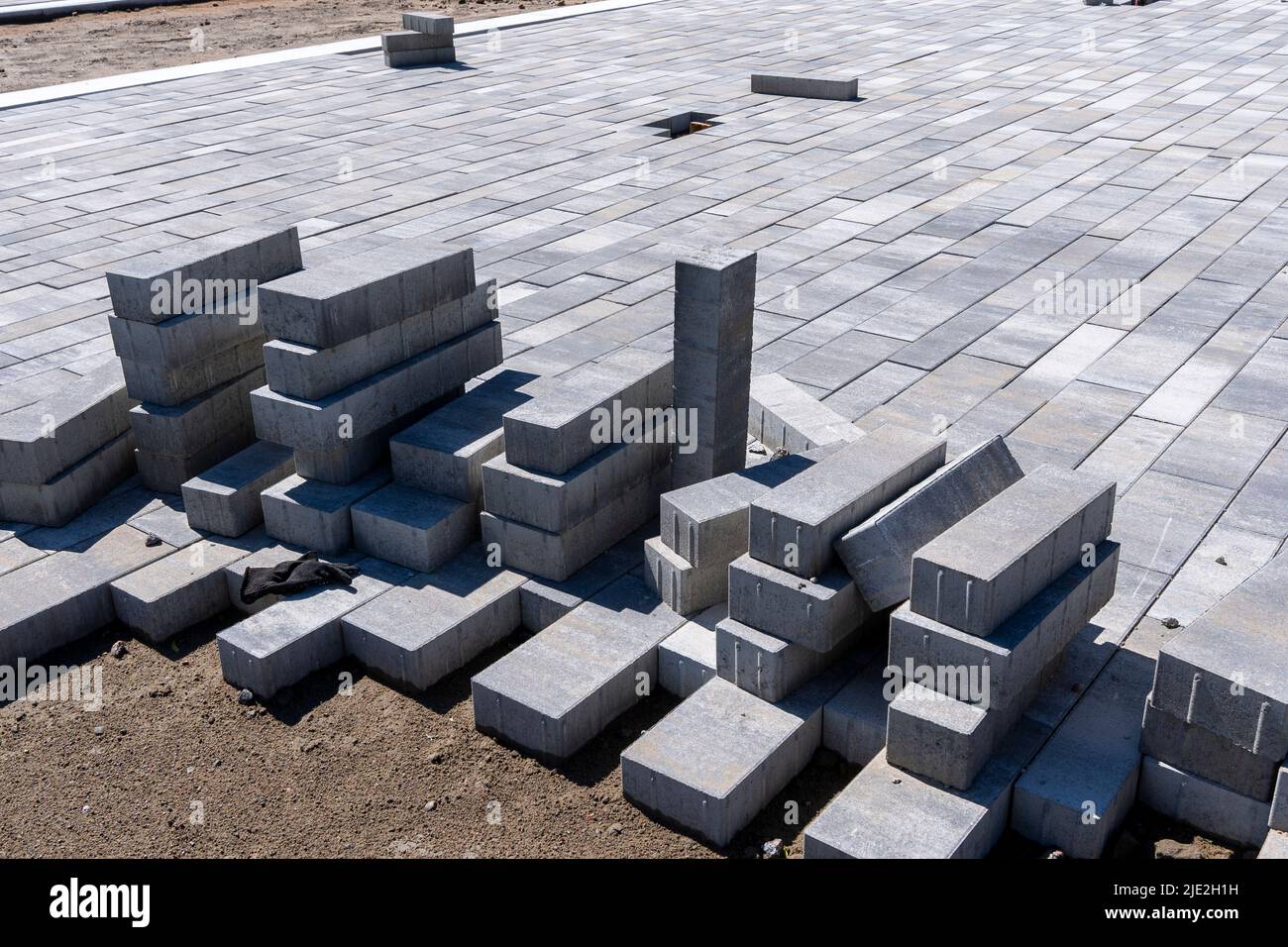 construction of pedestrian paths in the city square. city park Stock ...
