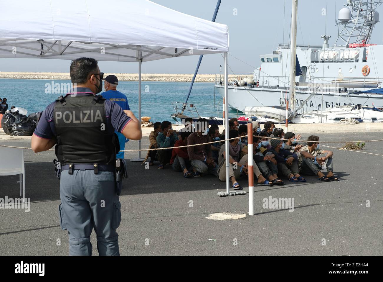 Pozzallo, Province of Ragusa, Italy, 24 June 2022, 97 migrants ...